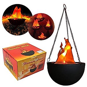 3D Fake Fire Light,Hanging LED Flame Light,Artificial LED Silk Flame Stage Effect Light Realistic Campfire Lamp Prop Flame Light for Halloween,Christmas,Festival,New Year, Party,Night Club Decor