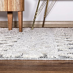 Rugshop Boho Tribal Geometric High-Low Soft Area Rug 5' x 7' Gray