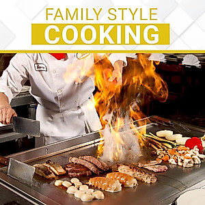 AMS Fireplace Le Griddle | 3 Burner Outdoor 304 Stainless Steel Griddle 41" | (Natural Gas, Three Burner Griddle) 21,000 Btu's Tasty Cooking - Outdoor Clothing Cover Included. Made in France (GFE105)