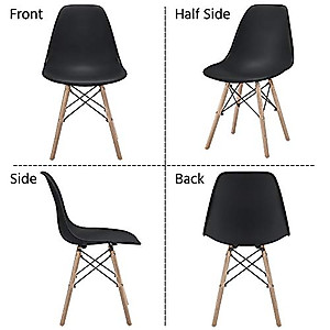 Topeakmart Dining Chairs Modern Design Chairs with Beech Wood Legs Mid Century Style for Kitchen Bedroom Living Room, Black, 4pcs