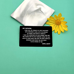Nephew Gifts From Auntie Aunt Engraved Wallet Card Inserts Inspirational Gifts Card To My Nephew Gift Encouragement Metal Wallet Inserts Card Motivational Gift Christmas Graduation Birthday Gift