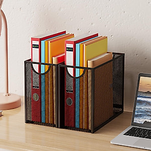 Sinboun Hanging File Organizer Letter-Size File Holder Filing Storage Box - Metal Mesh Magazine Book Letter Storage Cabinets File Cart for Office Home School, Easy Installation