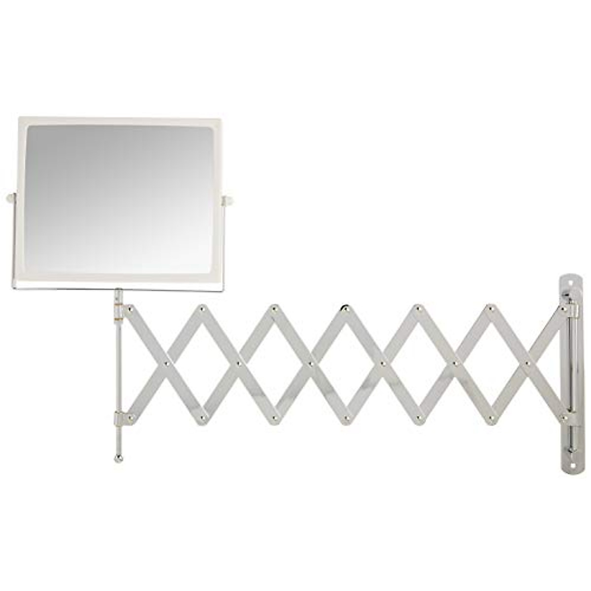 Jerdon 8.3-Inch x 6.5-Inch Two-Sided Swivel Wall Mount Mirror - Vanity Mirror with 5X Magnification & 30 inch Wall Extension - White Base with Chrome Finish Handle - Model J2020C