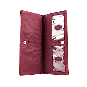 Big Skinny Women's Executive Leather Bi-Fold Checkbook Slim Wallet, Holds Up to 40 Cards, Red