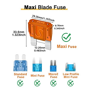 10pcs 40AMP Maxi Fuses - 40A 32V Automotive Blade Fuse for Auto, Car, Rv, Boat, Truck
