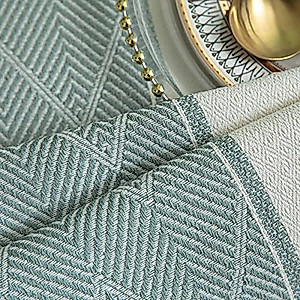 Neelvin Rectangle Square Tablecloths Knitted Embroidery Textured Tassel Cotton Linen Decorative Oblong Table Cover for Kitchen Dining Room Picnic (55x118 Inch,Green)
