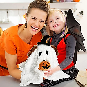 Rdogeia Ghost with Pumpkin Pillow,Dog Ghost Holding Pumpkin Plush,Cute Halloween Toys Halloween Stuffed Animal,Halloween Party Favors,Halloween Treat Bag Stuffers Gifts Kids Boys Girls