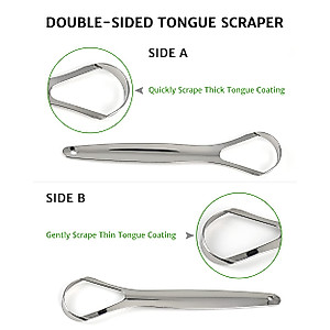 Stainless Steel Tongue scraper for Adults and Kids, Fights Bad Breath, 2 Pack Tongue Cleaner with Travel Case, Great for Oral Care, Non-Synthetic Metal Handle, Easy to Clean
