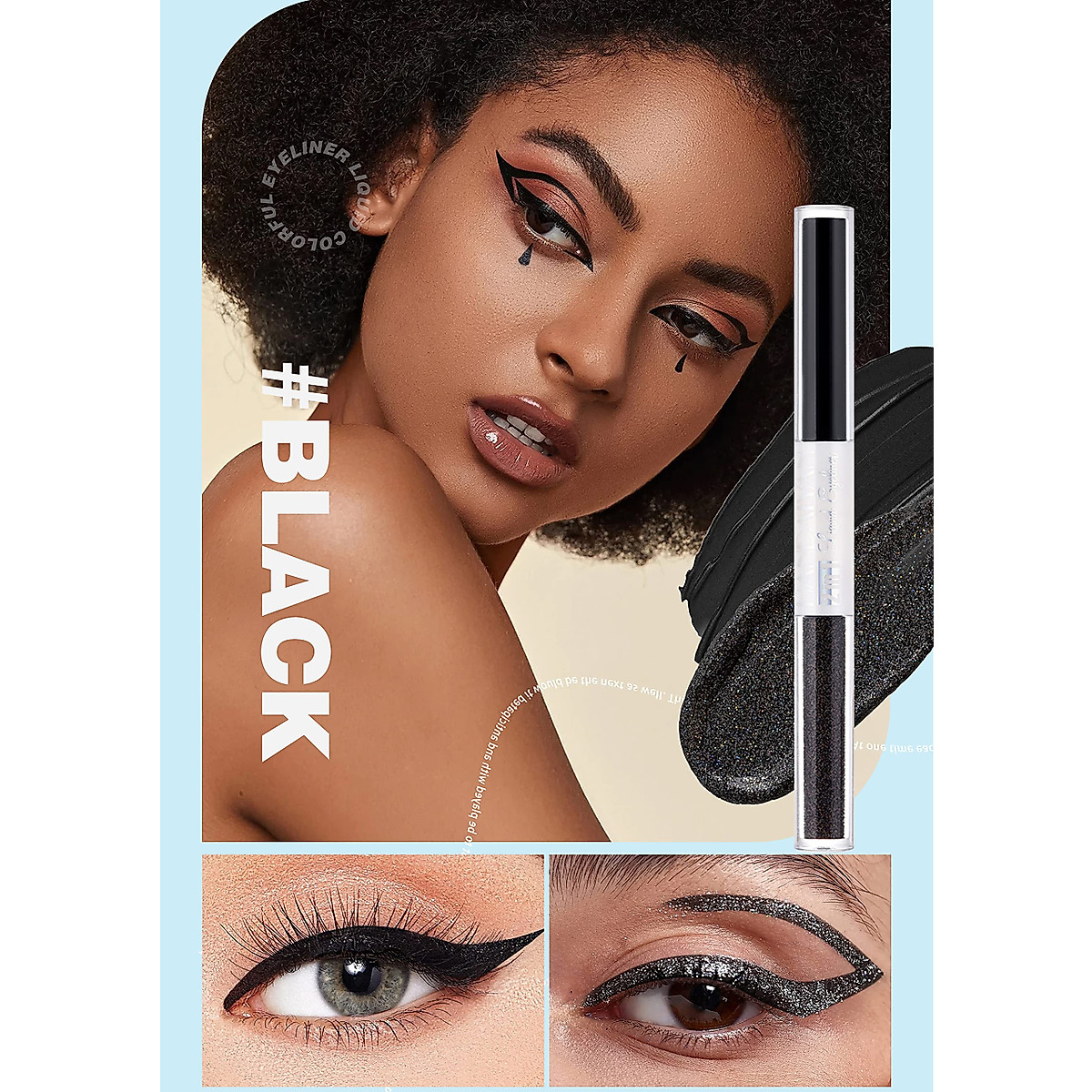 BestLand 2 in 1 Matte Glitter Liquid Eyeliner Set Rainbow Colorful Neon Eyeliner Pencil Pigmented Waterproof Smudgeproof Long Lasting Korean Eye Glitter Christmas Makeup Gift Kit for Women (2 in 1 Set A)