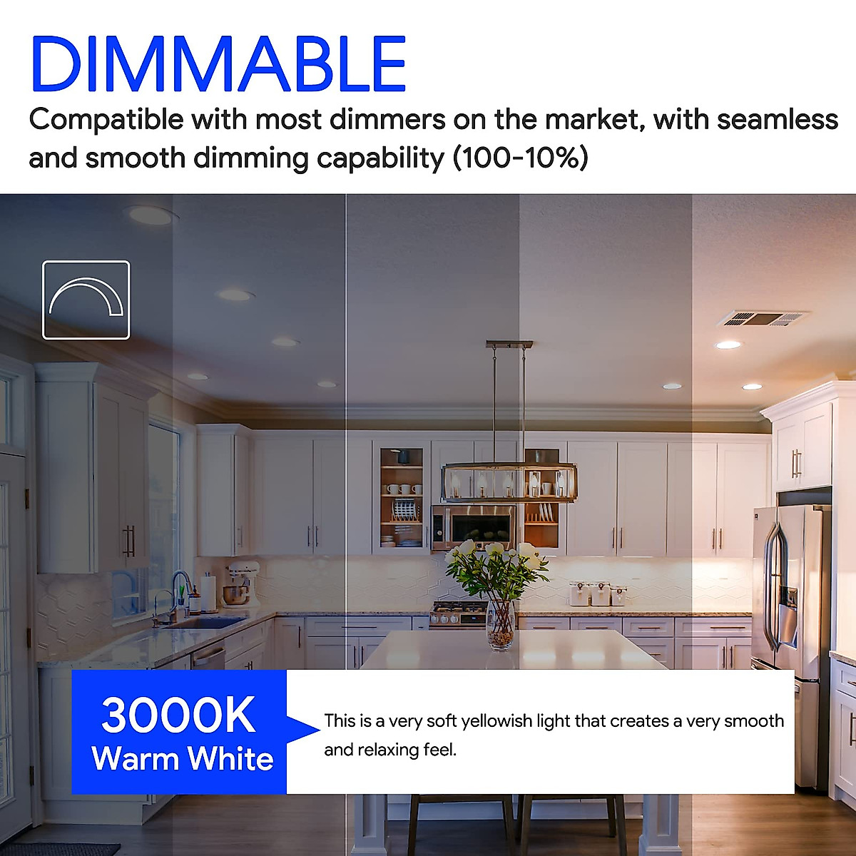 E ENERGETIC LIGHTING 12 Pack BR30 LED Light Bulbs, Dimmable, CRI90, 8.5W=65W, 3000K Warm White, 650 LM, E26 Base, Indoor Flood Light for Cans - UL Listed