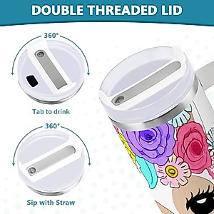 ODAWA 30 Oz Llama Floral Stainless Steel Vacuum Insulated Tumbler with Straw and Handle