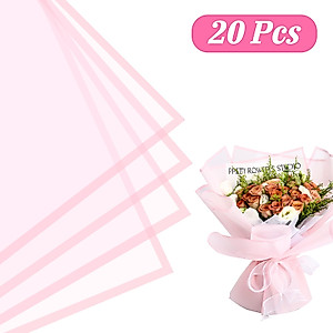 Rumvan Flower Wrapping Paper, 20 Sheets, Waterproof, Floral Bouquet Design, for Wedding, Birthday Gift, DIY Florist Supplies (Pink colour)