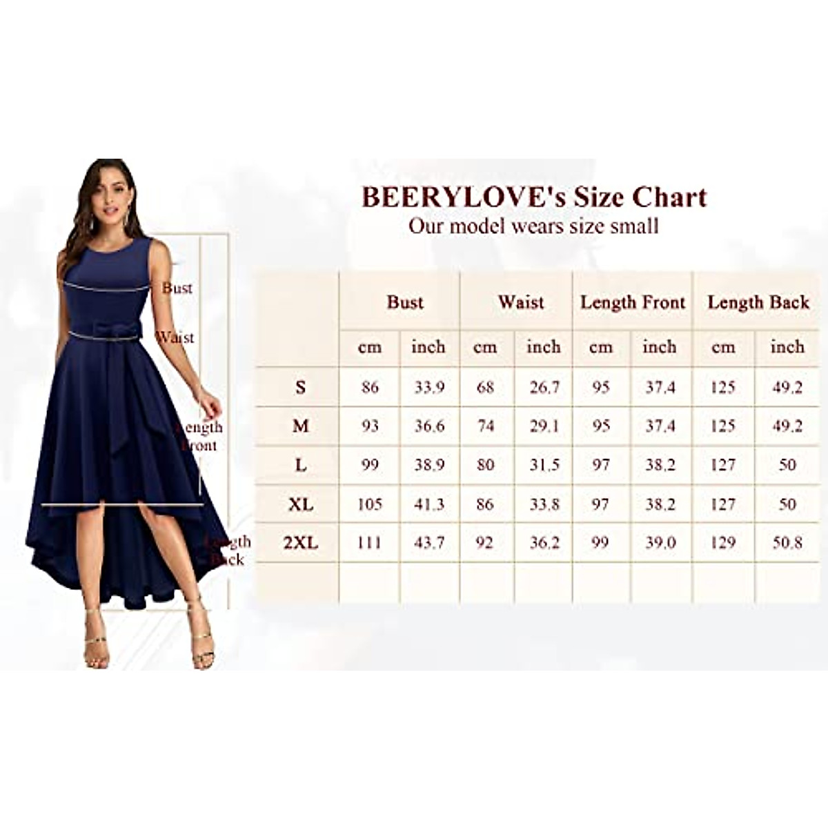 BeryLove Tea Party Dress for Women Cocktail Dresses Modest Homecoming Dresses Formal Dresses for Wedding Guest Dresses Midi Dress 8035 Navy M