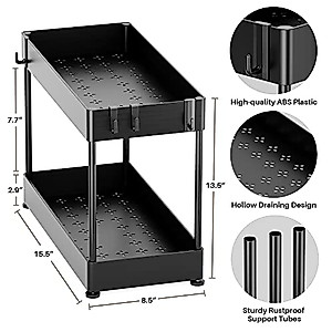 TIMEBAL 2 Pack Under Sink Organizers and Storage, 2 Tier Bathroom Organizer Countertop kitchen Sink Organizer Shelf Basket, Bathroom Counter Sink Organizer Multi-purpose Under Sink Storage for Kitchen
