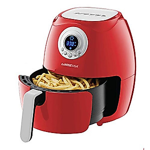 GoWISE USA 3.7-Quart Digital Air Fryer + 50 Recipes, Red, Qt