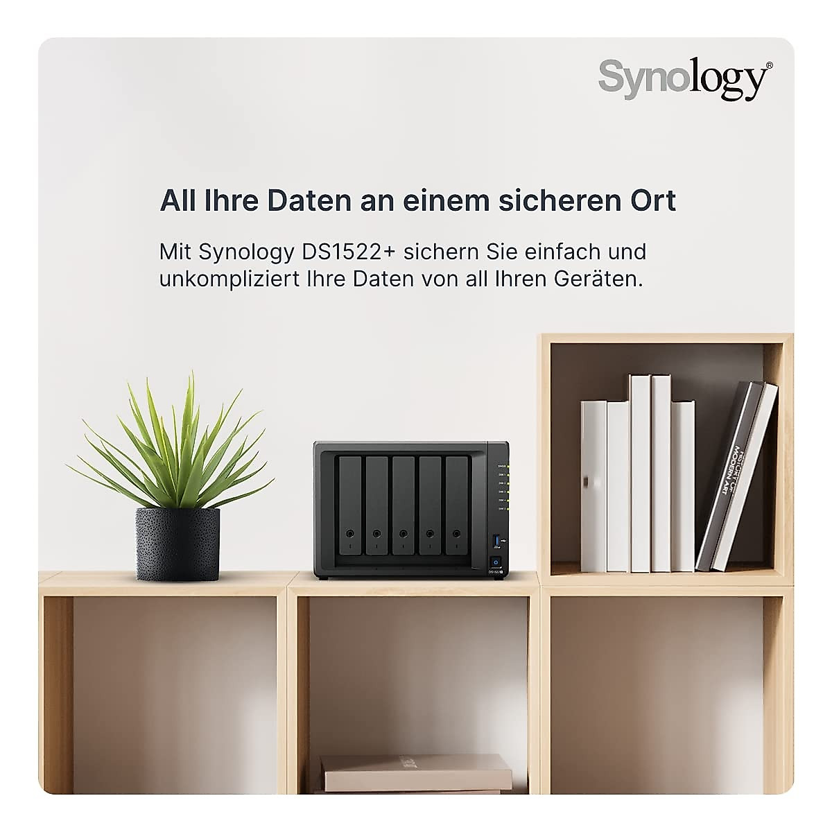 Synology DS1522+ 5-Bay Desktop NAS Solution 5x3,5/2,5" SATA HDD/SSD, 2X M.2 2280 NVMe SSD, 8GB RAM