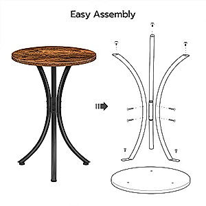 HOOBRO Side Tables, Set of 2 Round End Table, Industrial Sofa Couch Table, X Base Home Decor Accent Table for Small Space in Living Room, Bedroom and Balcony, Stable Metal Frame, Rustic Brown BF06BZ01