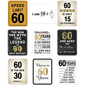 WERNNSAI 60th Birthday Party Decorations for Adults- 9PCS Wall Signs Happy Birthday Tags 60 Year Old Party Decor White Caution Logos on Door Windows Yard Garden Banner Party Supplies Picture Props for Men/Women