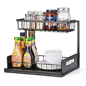 XCELLENT GLOBAL XG Under Sink Organizers and Storage,2-Tier Kitchen Sink Organiser with Sliding Storage Drawer,Pull-Out Cabinet Organizer Sliding Baskets for Cabinet, Cupboard,Bathroom Black