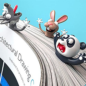 4 Pcs 3D Cartoon Animal Bookmark,Wacky Bookmark Palz - More Fun Reading,Novelty Funny Animals Reading Bookmark Cute Bookmarks Squashed Animals Stationery (Cat + Panda + Mouse + Gecko)