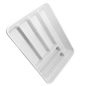 PLASTIFIC 1 Tier Large & Deep CUTLERY TRAY Flatware Organiser Strong Plastic Drawer Sliding Tidy Multipurpose flatware Holder Kitchen Accessories for Tableware(1A - White)…