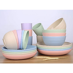 LuckyZone Wheat Straw Unbreakable Cup (12 oz) - Reusable Drinking Glasses Set of 5 - Dishwasher Safe - BPA Free & Eco-Friendly(Beige)