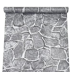 Yifely Grey Rock Stone Decorative Shelving Paper Vinyl Shelf Liner Living Room Wall Sticker Easy to Use 17.7inch by 9.8 Feet