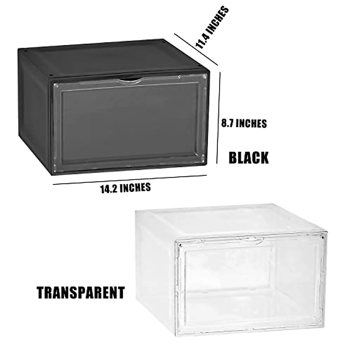 BYFU 4 Pack Shoe Box Side Open, Plastic Stackable Shoe Storage Organizer Shoe Container Sneaker Box for Men Women Shoe (Transparent)