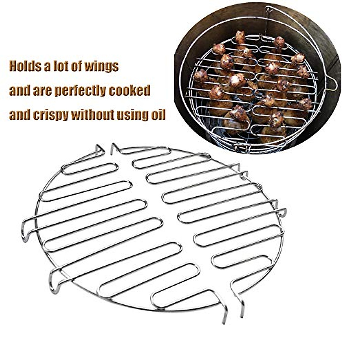 PETKAO Turkey Fryer Replacement Parts for Char Broil Big Easy Turkey Fryer Accessories & Char Broil Big Easy, Oilless Turkey Fryer, Char-Broil Bunk Bed Basket, Leg Rack & Rib Hooks, Stainless Steel