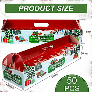 Cholemy Christmas Ham Bread Box Container 18" x 4.75" x 3" Paperboard Baking Bread Bags Non Window Bakery Bag for Holiday Packaging Gift Giving with Handle(50 Pcs)
