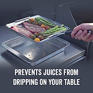 Yukon Glory BBQ 'N SERVE Wide Basket Set - BBQ Grill Basket - The Grilling Basket Includes a Serving Tray & Clip-On Handle - Perfect Grill Baskets for Outdoor Grill Vegetables or Fish Basket & Meat