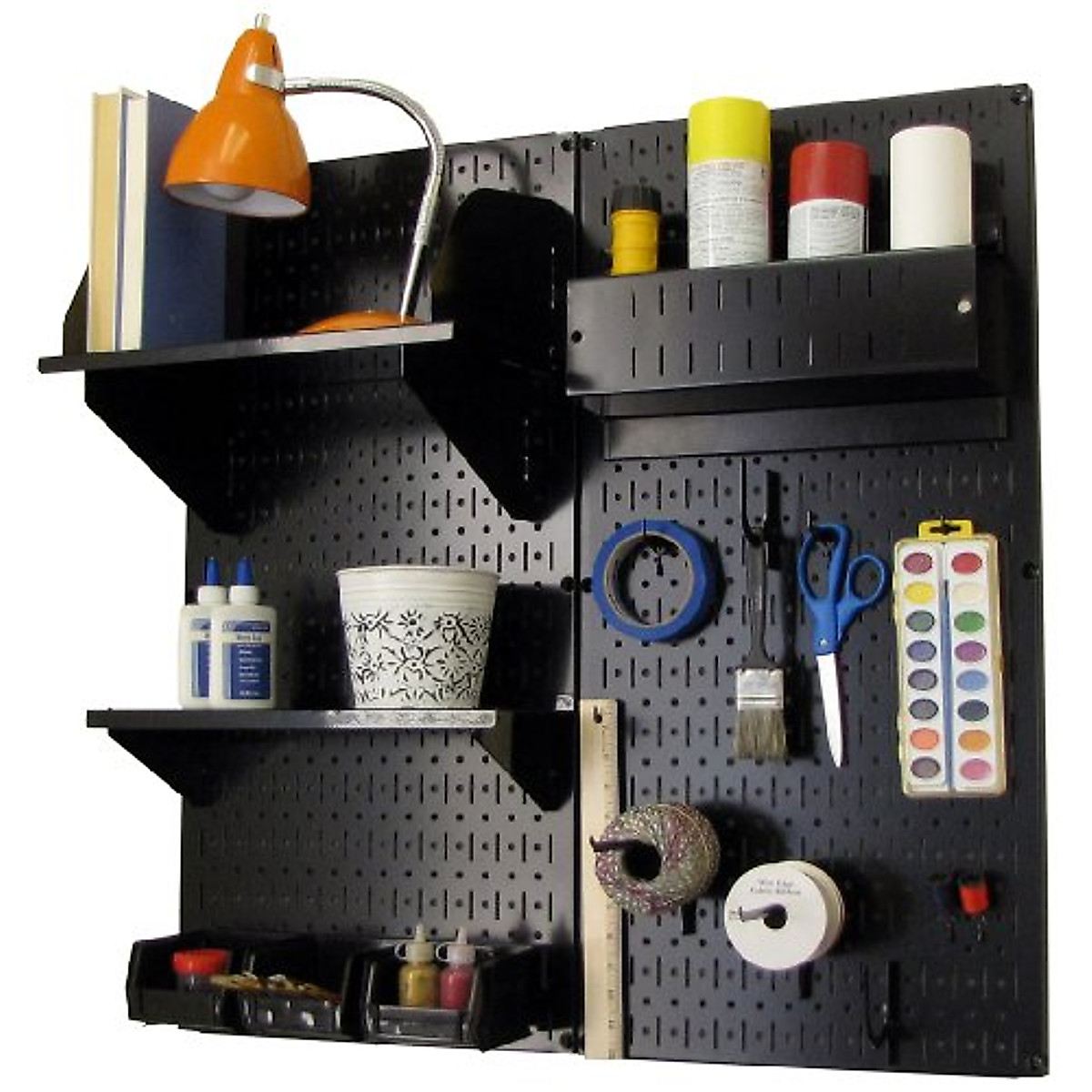 Wall Control Pegboard Hobby Craft Pegboard Organizer Storage Kit with Black Pegboard and Black Accessories