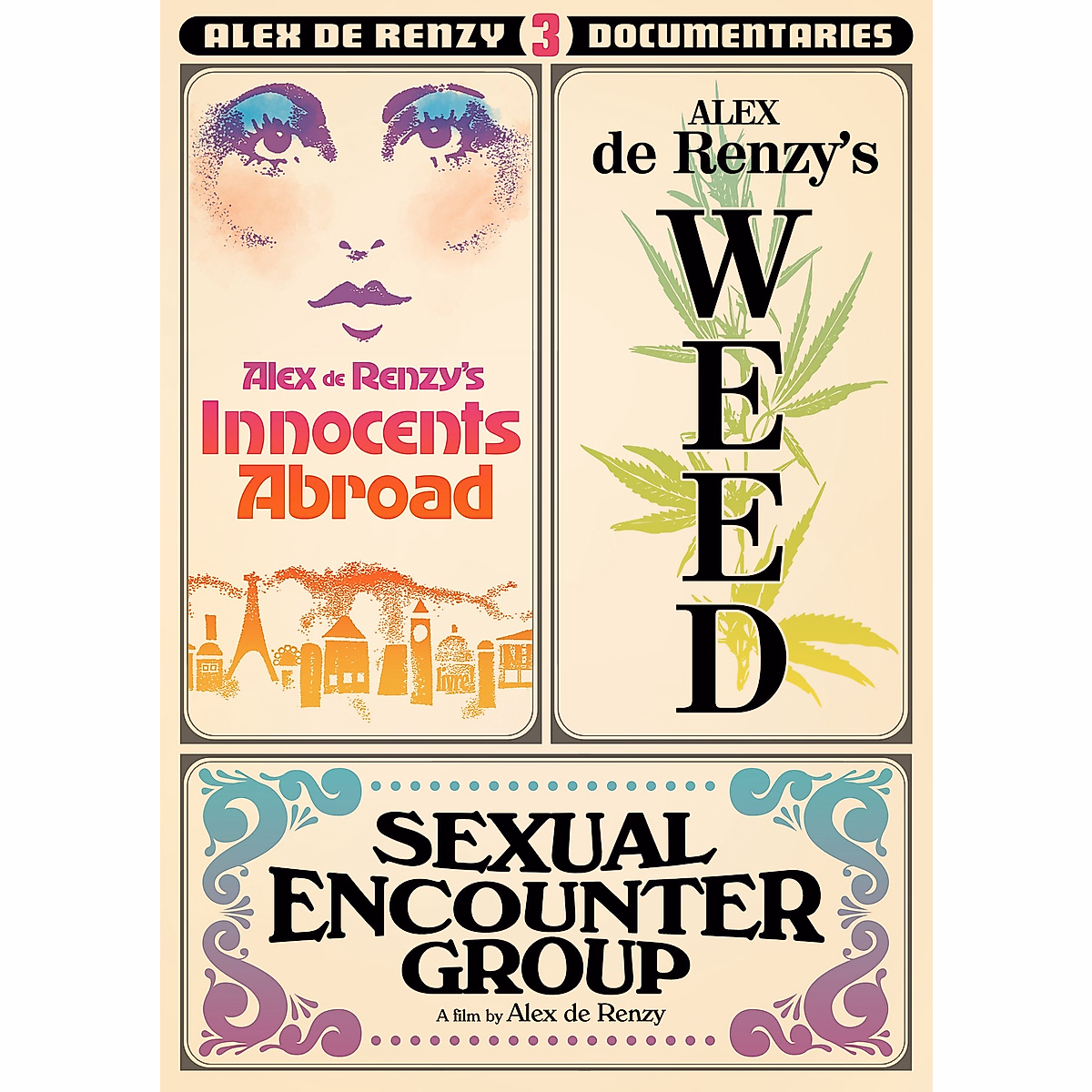 3 Documentaries by Alex DeRenzy: Innocents Abroad, Weed & Sexual Encounter Group [DVD 2-Disc Set]