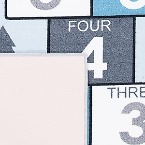 SAFAVIEH Kids Playhouse Collection Accent Rug - 3'3" x 5'3", Grey & Blue, Non-Shedding Machine Washable & Slip Resistant Ideal for High Traffic Areas for Boys & Girls in Playroom (KPH226F)