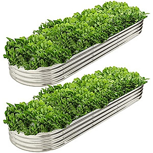 sunny cosy 9' x 3' Metal Oval Raised Garden Bed Planter (2 PK)
