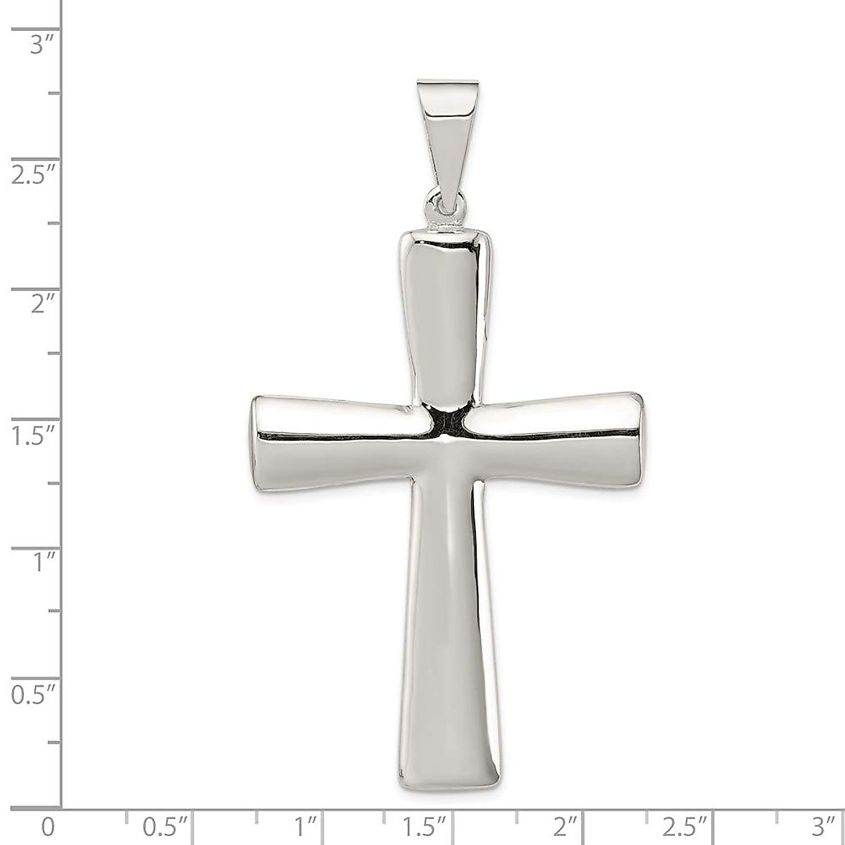 925 Sterling Silver Cross Pendant Charm Large Rounded Crucifix 2.5" - 62mm x 38mm - Jewelry Gifts For Women Wife Mom Gifts For Men Husband Dad