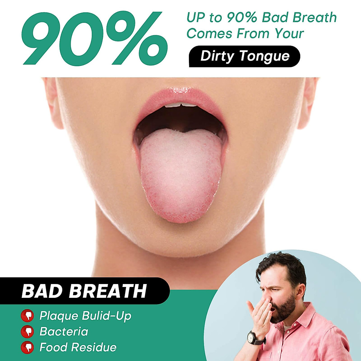 Uormsici 2 Pack Tongue Scraper, Metal Tongue Scraper for Adults, 100% 304 Stainless Steel Tongue Scraper with Case, Professional Tongue Cleaner for Fresh Breath & Oral Care