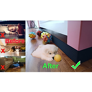 2 Pack Toy Blocker for Under Couch, Under Bed Blocker for Pets, Stop Toys from Going Under Sofa or Furniture, Adjustable Elastic Gap Bumper Stopper Guards for Bed Underneath (12Ft by 2 inch, 2pcs)