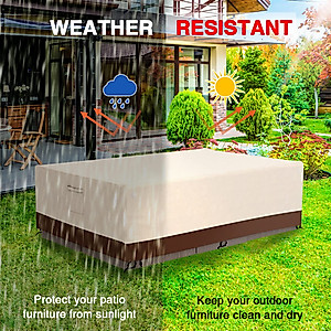 Tuyeho Patio Furniture Set Cover 126 x 64 x 28 inch, Durable Heavy Duty Oxford Fabric Outdoor Sectional Set Cover, Waterproof & Weather Resistant, for Your Outdoor Sectional Sofa Set (Beige & Brown)