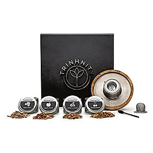 Trinhnity Cocktail Smoker Kit, Four Kinds of Wood Smoker Chips For Bourbon, Whiskey, Infuse Cocktails | Old Fashioned Smoker Kit with 1 Strain, 1 Stainless Steel Filter and 1 Brush for Wine, Whiskey