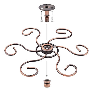 MOCOUM 360 Degree Rotatable Wine Glass Rack Under Cabinet, Wine Glass Hanger Rack Wire Wine Glass Holder Stemware Hanging Storage for Cabinet Kitchen Bar (1, Red Bronze)