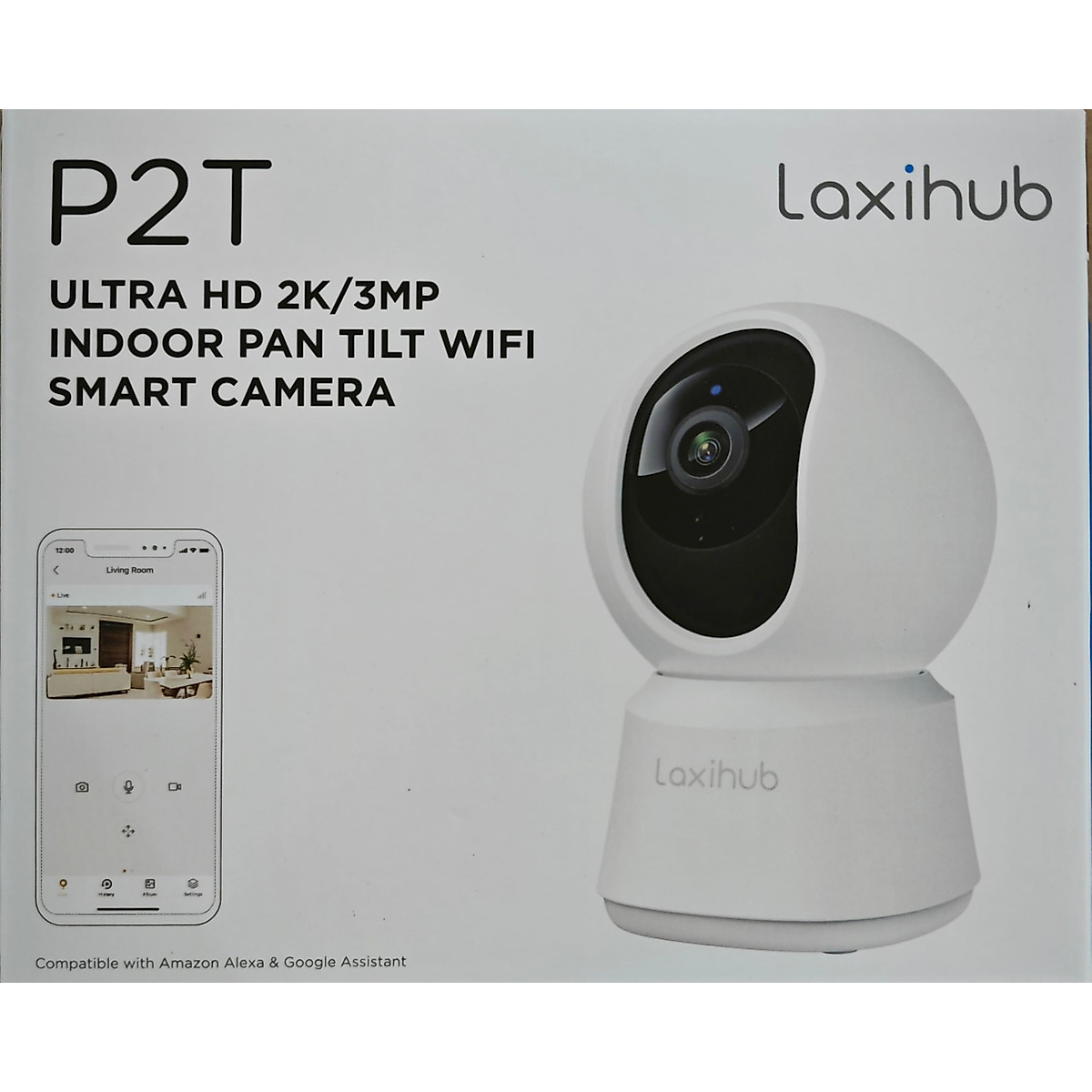 LAXIHUB 360° Pet Camera with Phone App, Indoor Security Camera for Baby/Dog, P2 Pan/Tilt Pet Monitor with Super IR Night Vision, Motion Detection & 2-Way Audio, Works with Alexa & Google Assistant