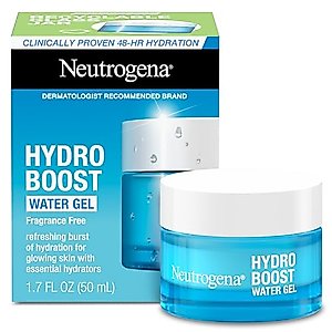 Neutrogena Hydro Boost Fragrance Free Face Moisturizer with Hyaluronic Acid for Dry Skin, Water Gel Moisturizer For a Refreshing Burst of Hydration & Glowing Skin, Non-Comedogenic, 1.7 oz