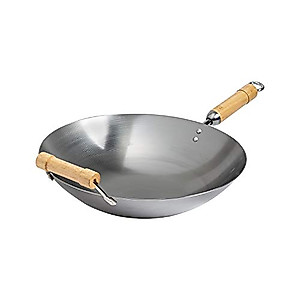 JOYCE CHEN Classic Series 14-Inch Round Bottom Carbon Steel Wok with Birch Handles