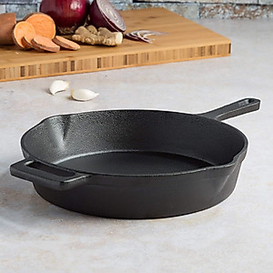 Ecolution Farmhouse Cast Iron Pre Seasoned Fry Pan, 11-Inch,Black