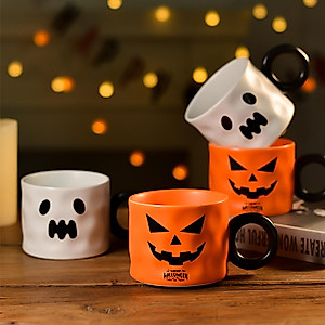 SOURCEBEAT 1Pc Halloween Cartoon Mug Ghost Elf Ceramic Cup Mug Water Cup Coffee Cup Milk Juice Cup Halloween Gifts Mugs white