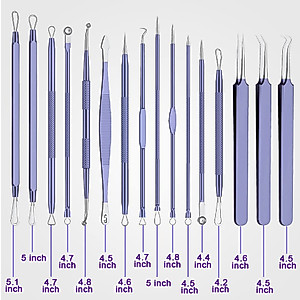 Xesscare Latest Pimple Popper Tool Kit, 16 Pcs Blackhead Remover Tool, Comedone Extractor Acne Removal Kit, Professional Whitehead Tweezers with Metal Case for Facial, Nose and Forehead (Purple)