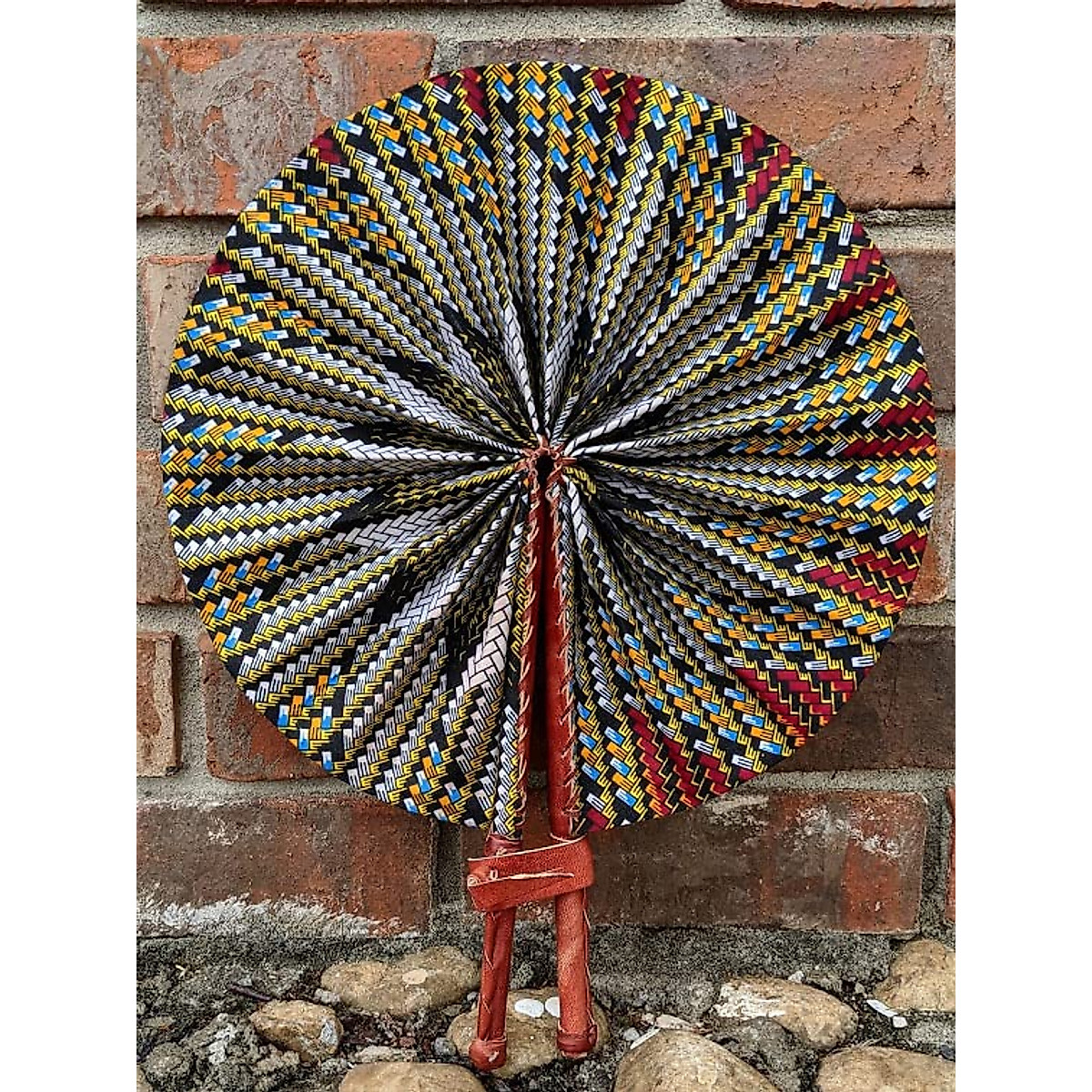 Dupsie's ANAN African Kente Print Folding Handheld Hand Fan Hand-Crafted