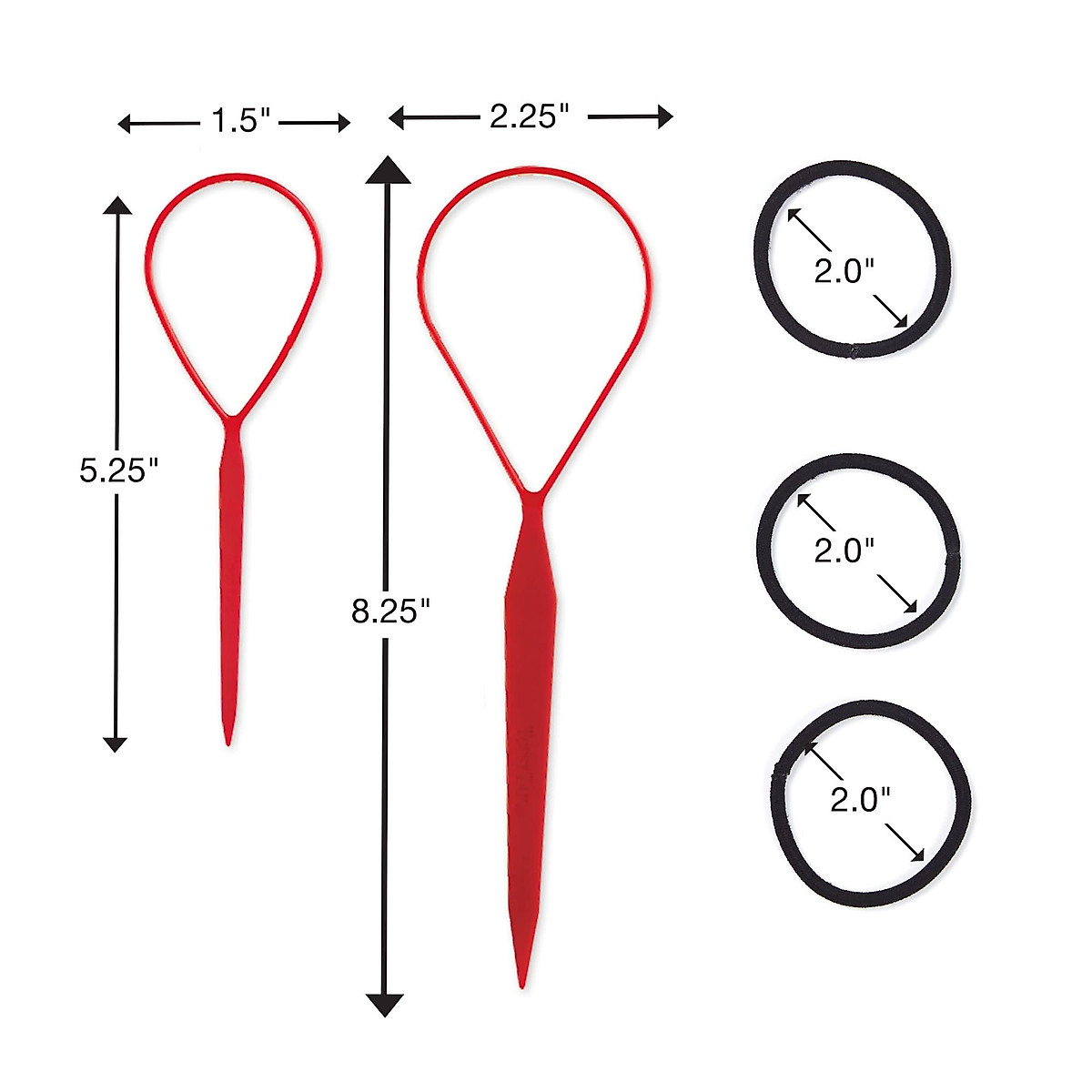 Conair Topsy Tail Hair Tool - Ponytail Hair Loop Styling Tool - Includes Hair Ties Hair Styling Kit Included - 5-Piece Set