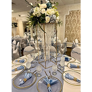 FlavorThings Sparkling Iridescent Acrylic Beaded Hanging Chandelier (W10.25"H30”)，3 Tiers Beads Pendant Shade, Ceiling Chandelier Lampshade with Acrylic Jewel Droplets, Beaded Lampshade